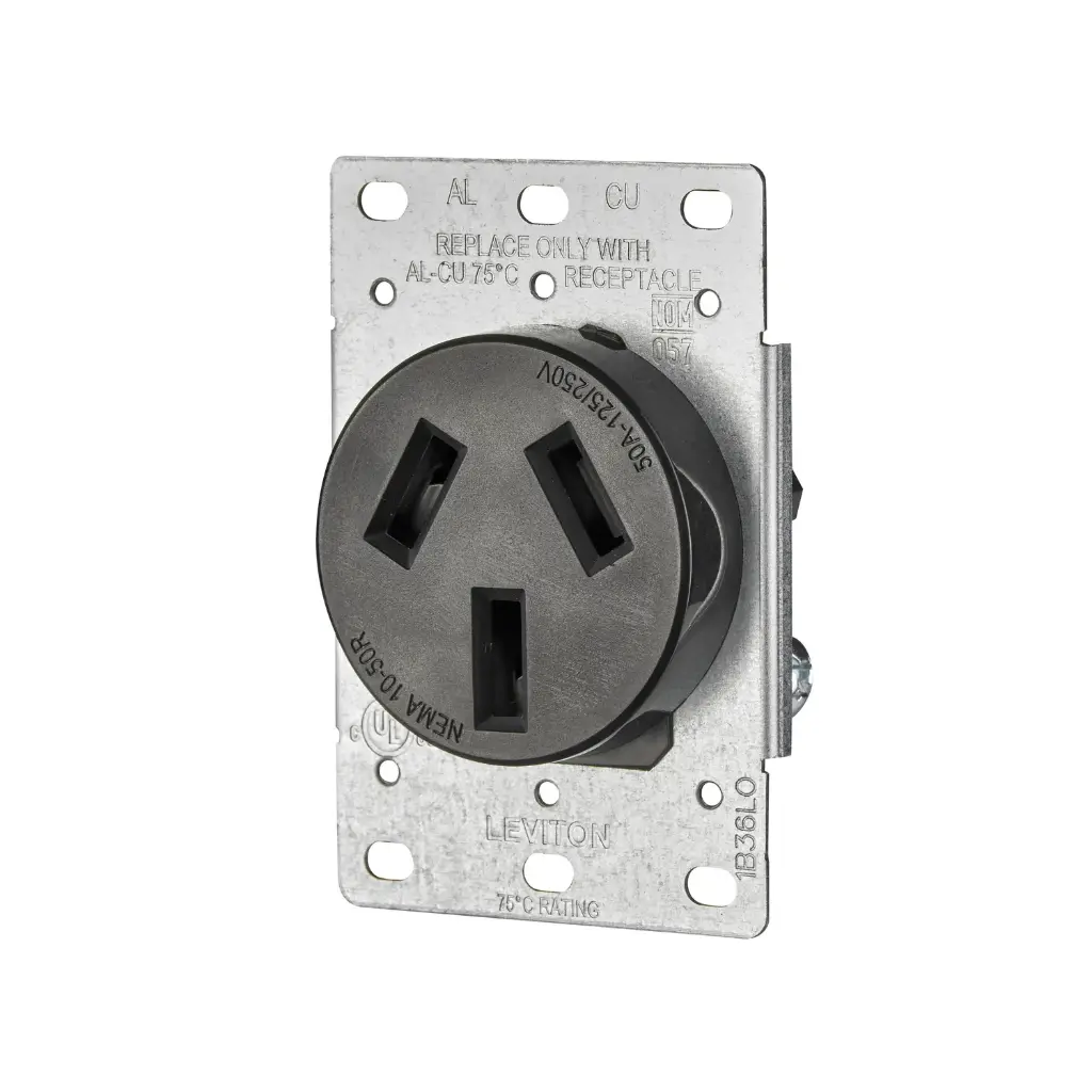 Leviton 50 Amps 125/250 V Duplex Black Outlet 10-50R 1 Pk | Ferreteria ...